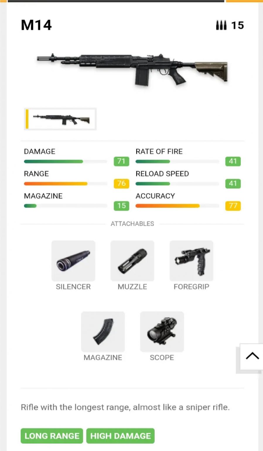 M14 in Free Fire (FF) Weapon Review and Stats - Esports