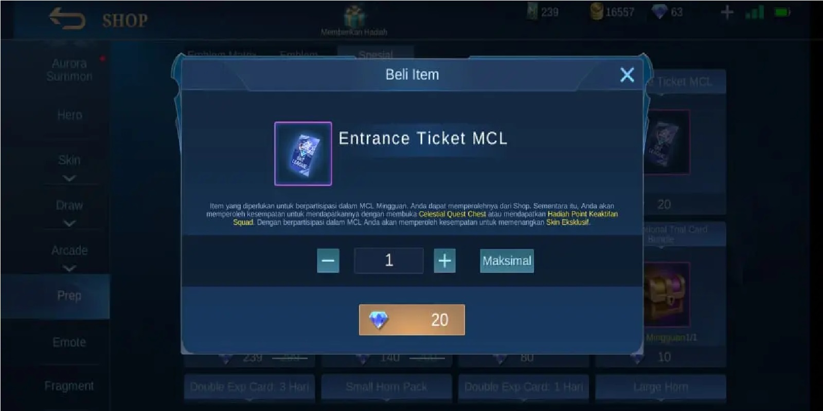 Mobile Legends Weekly MCL Prize - Esports