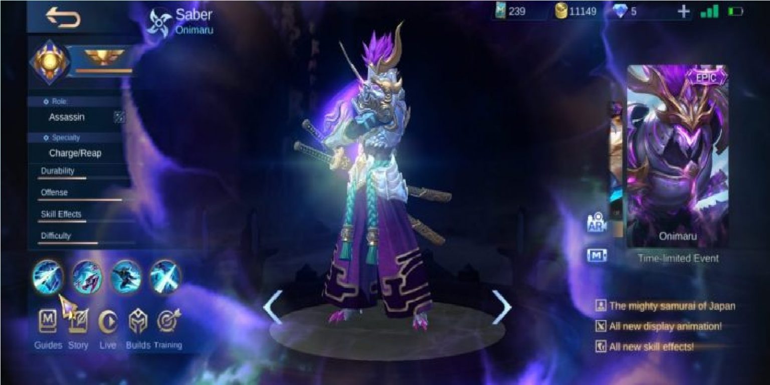 Saber Best Skin's in Mobile Legends (ML) - Esports