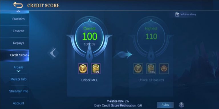 How to See Mobile Legends Credit Score (ML) - Esports