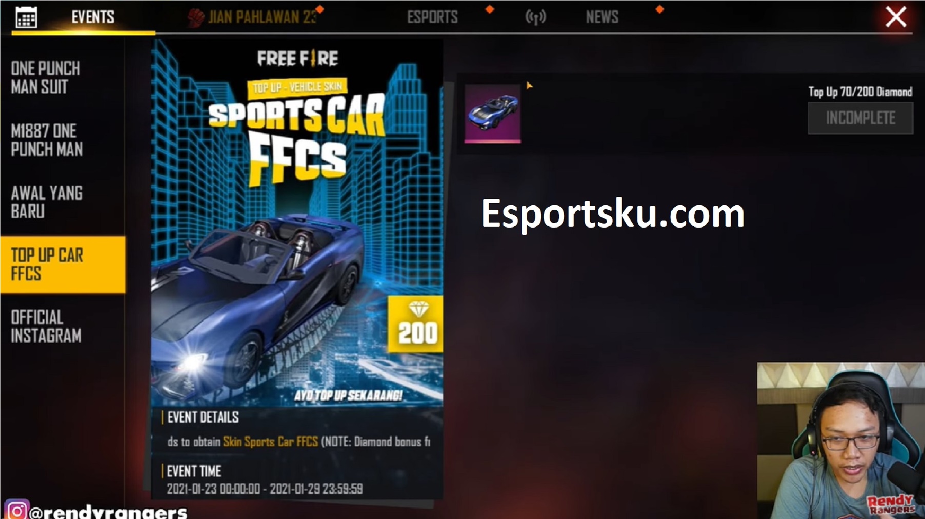 How to Get Sport Car Skin in Free Fire (FF) FFCS - Esports
