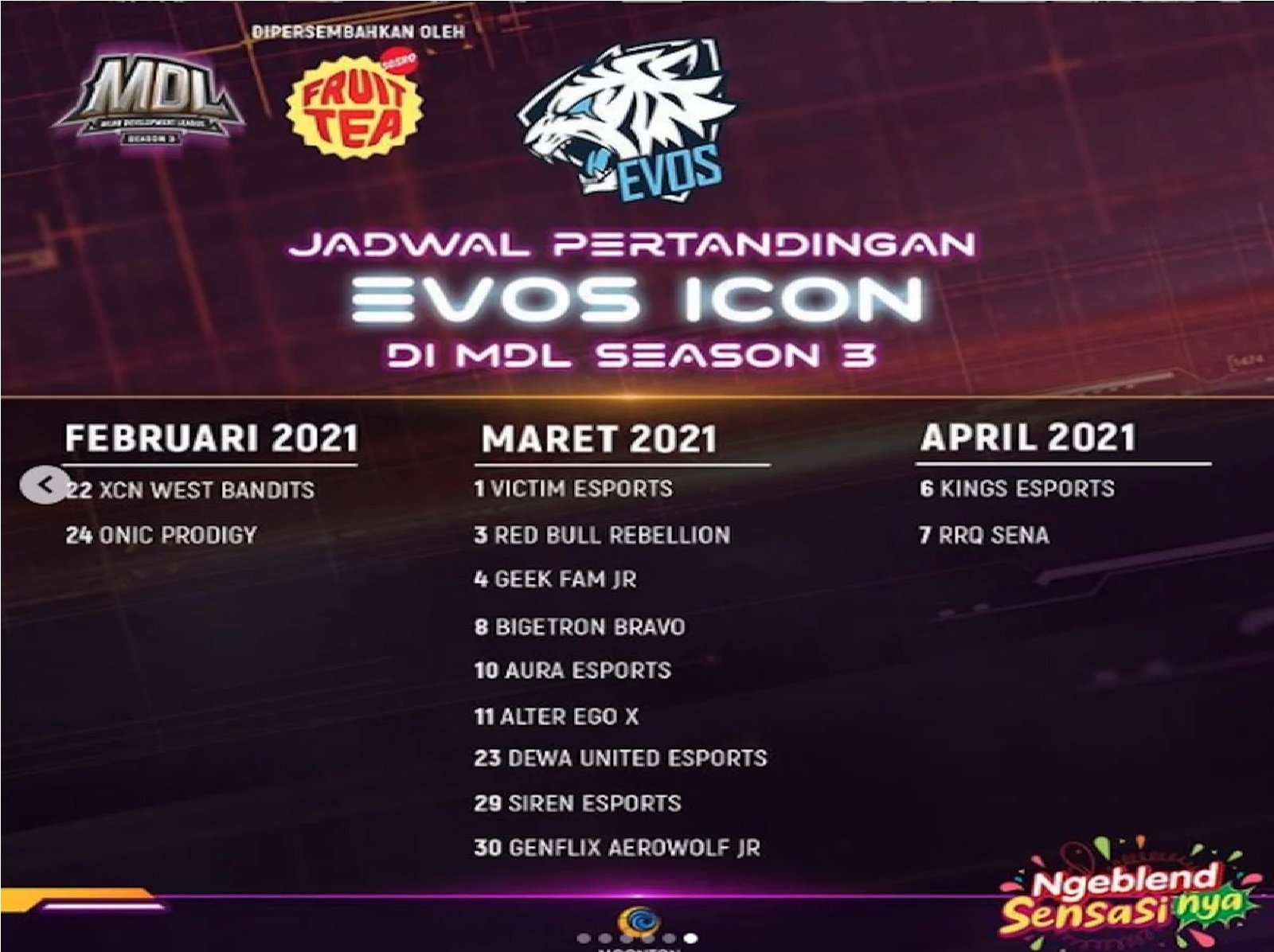 EVOS Icon MDL ID Season 3 Mobile Legends (ML) Schedule - Esports