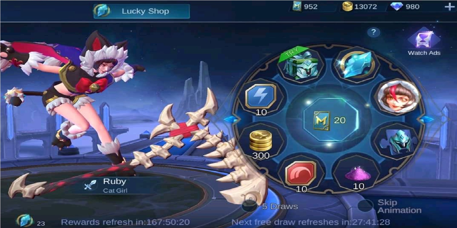 Lucky Spin Tricks To Get Free Ruby Cat Girl Skins Mobile Legends (ML ...