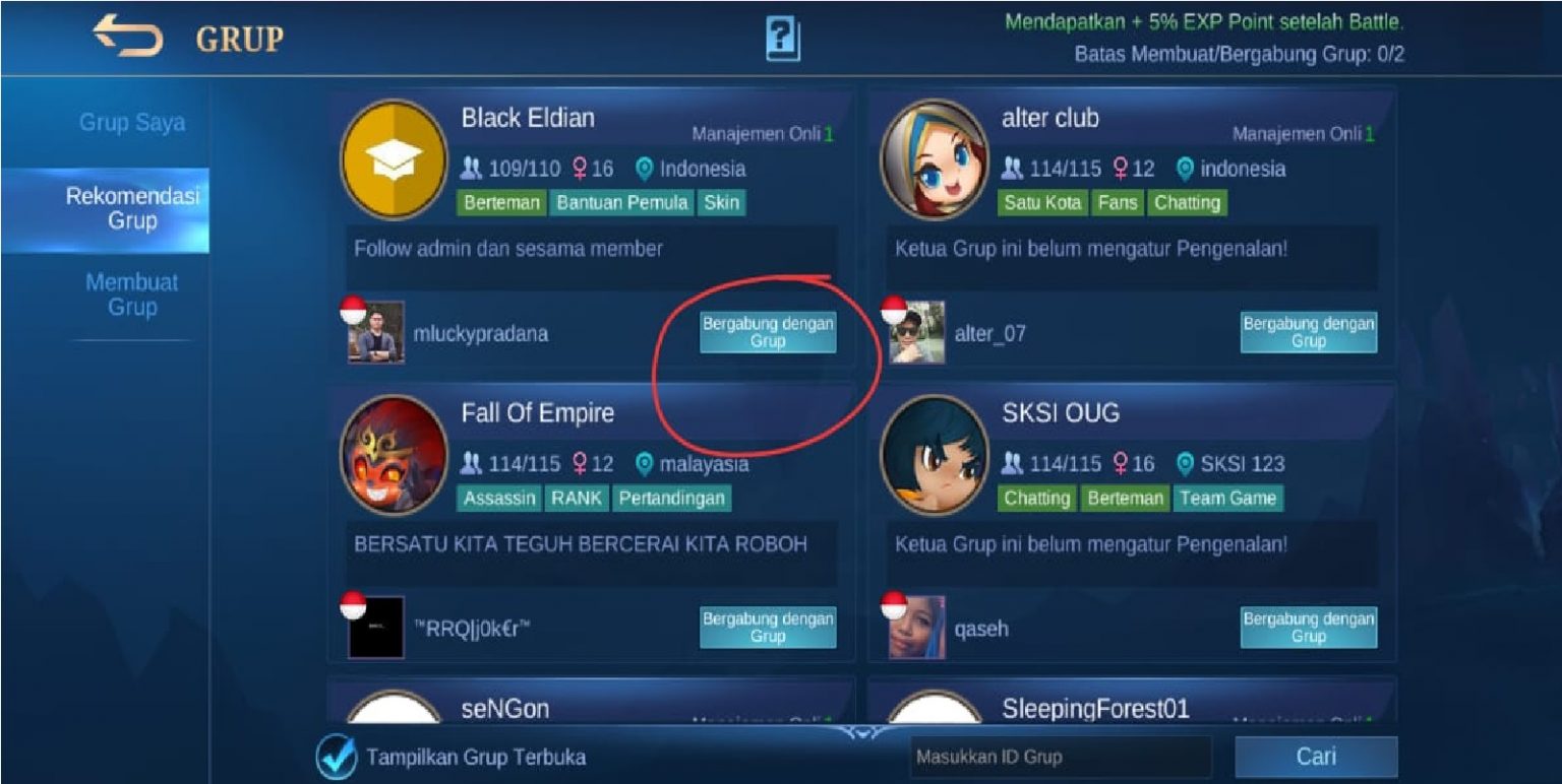 How to Join Group Mobile Legends (ML) - Esports