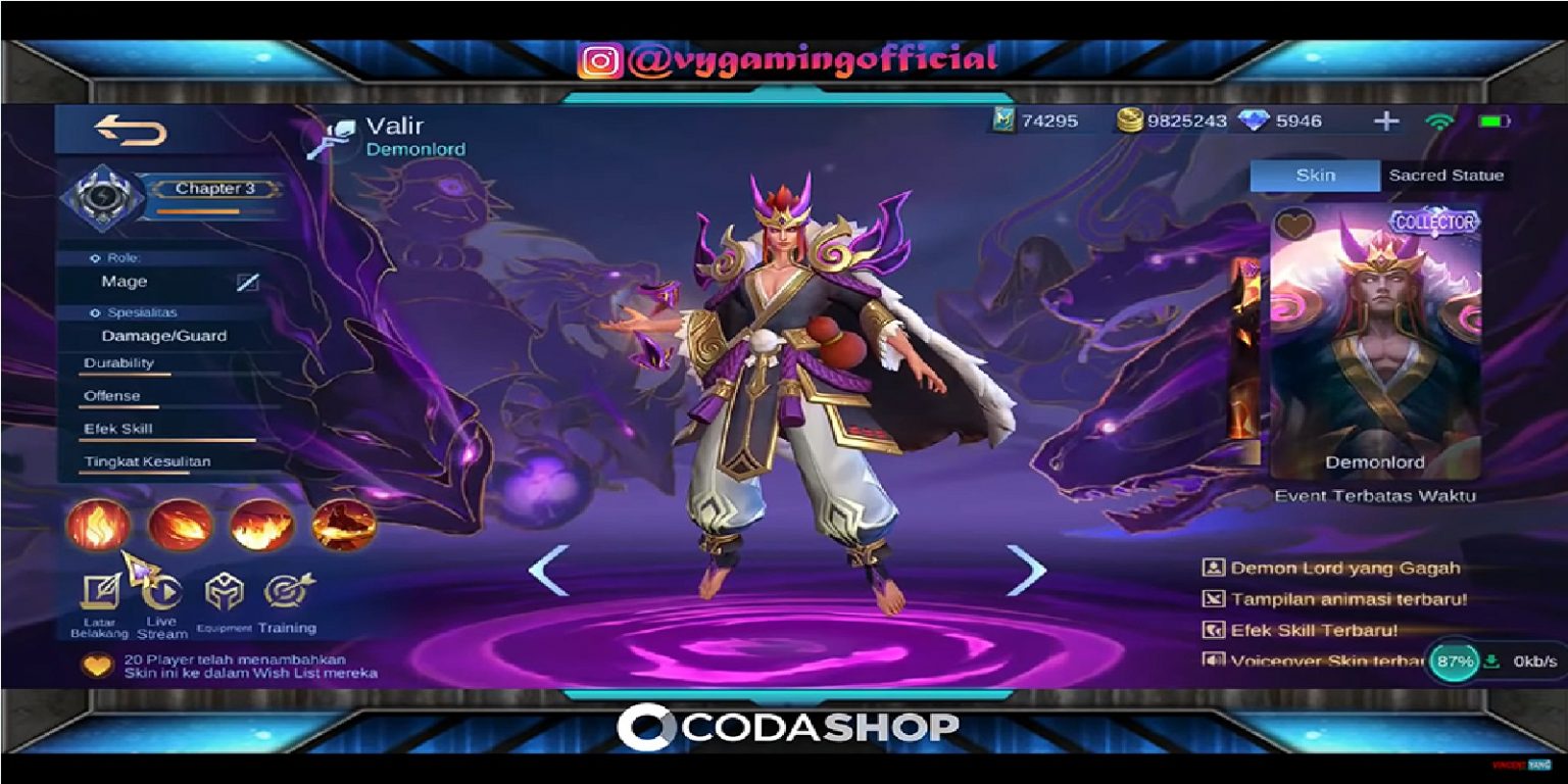 Price & How to Get Skin Collector Valir Demon Lord Mobile Legends (ML ...