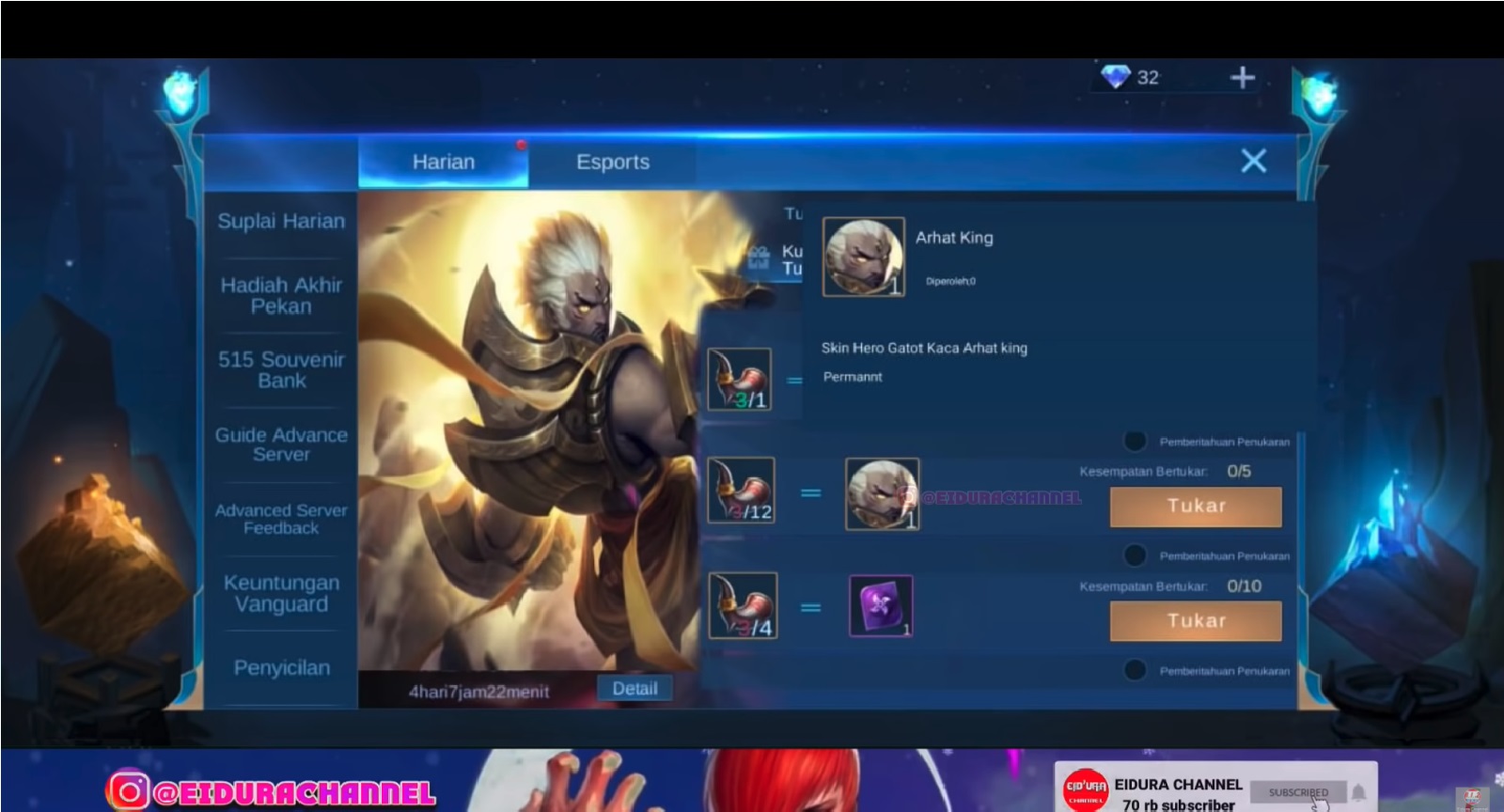 How to Get Free Gatotkaca Arhat King Skin Mobile Legends (ML) - Esports