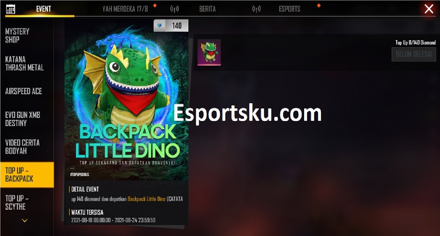 Tips to Get the Little Dino Backpack in Free Fire (FF) - Esports