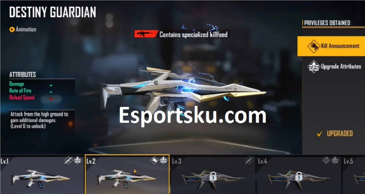 The XM8 Destiny Guardian in Free Fire (FF) in Every Level - Esports