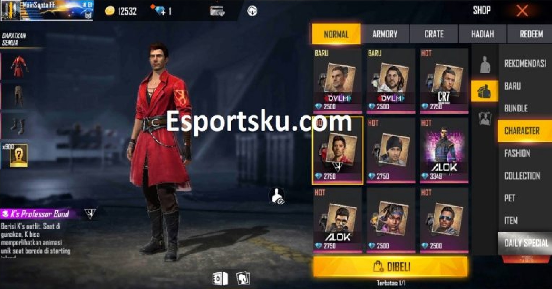 How Much is the Cost of Professor K Skin in Free Fire (FF) - Esports