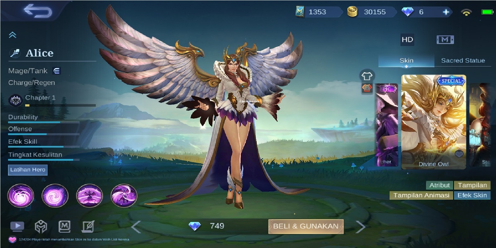 How to Get Alice Divine Owl Skin Mobile Legends (ML) - Esports