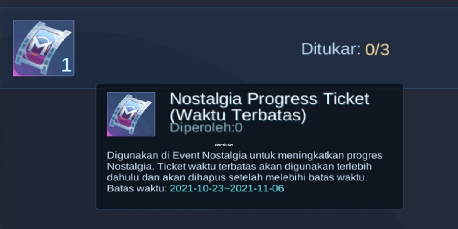 Mobile Legends Progress Ticket Nostalgic Function (ML) - Esports