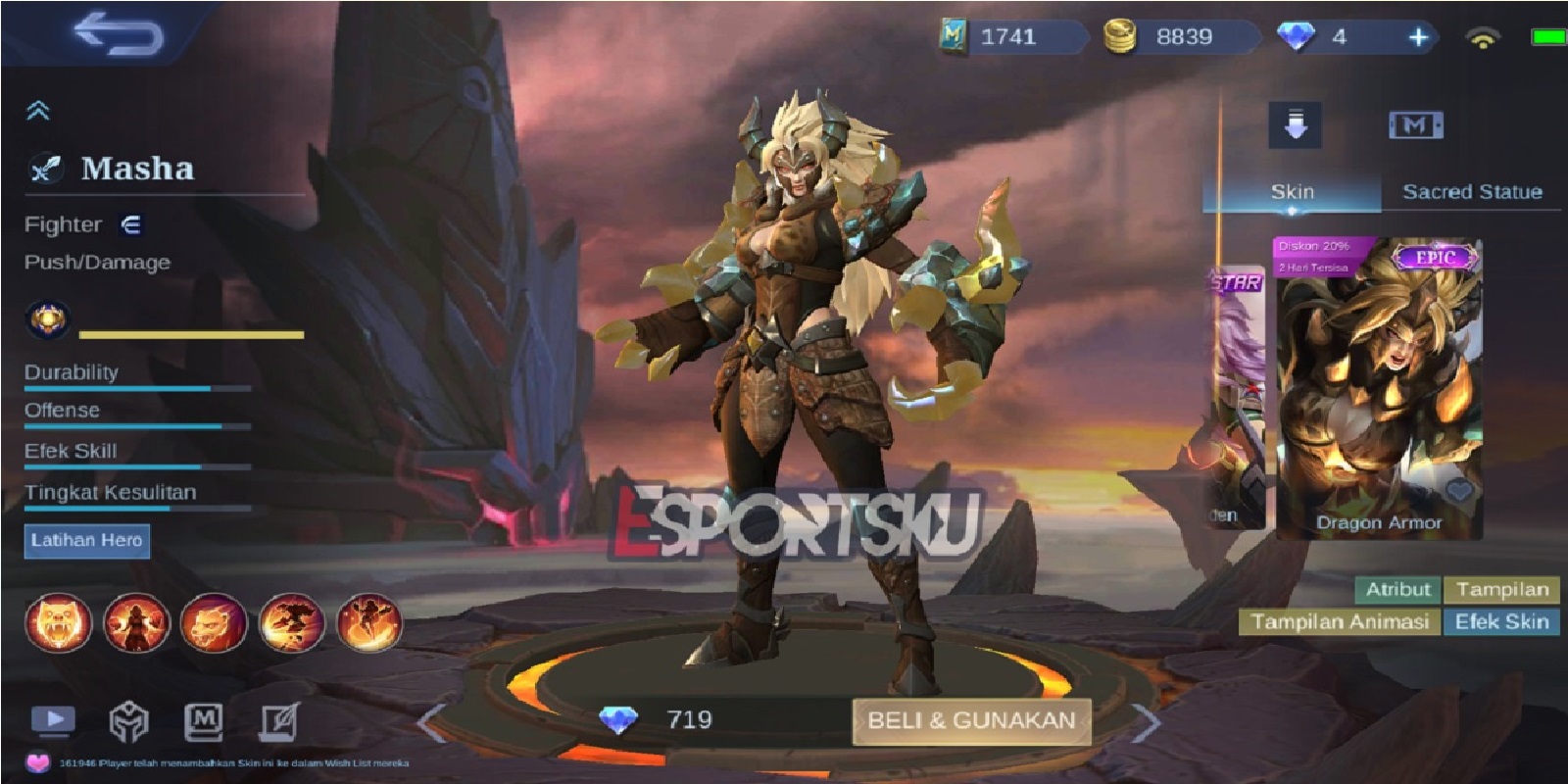 Price of Masha Mobile Legends Dragon Armor Skin (ML) - Esports