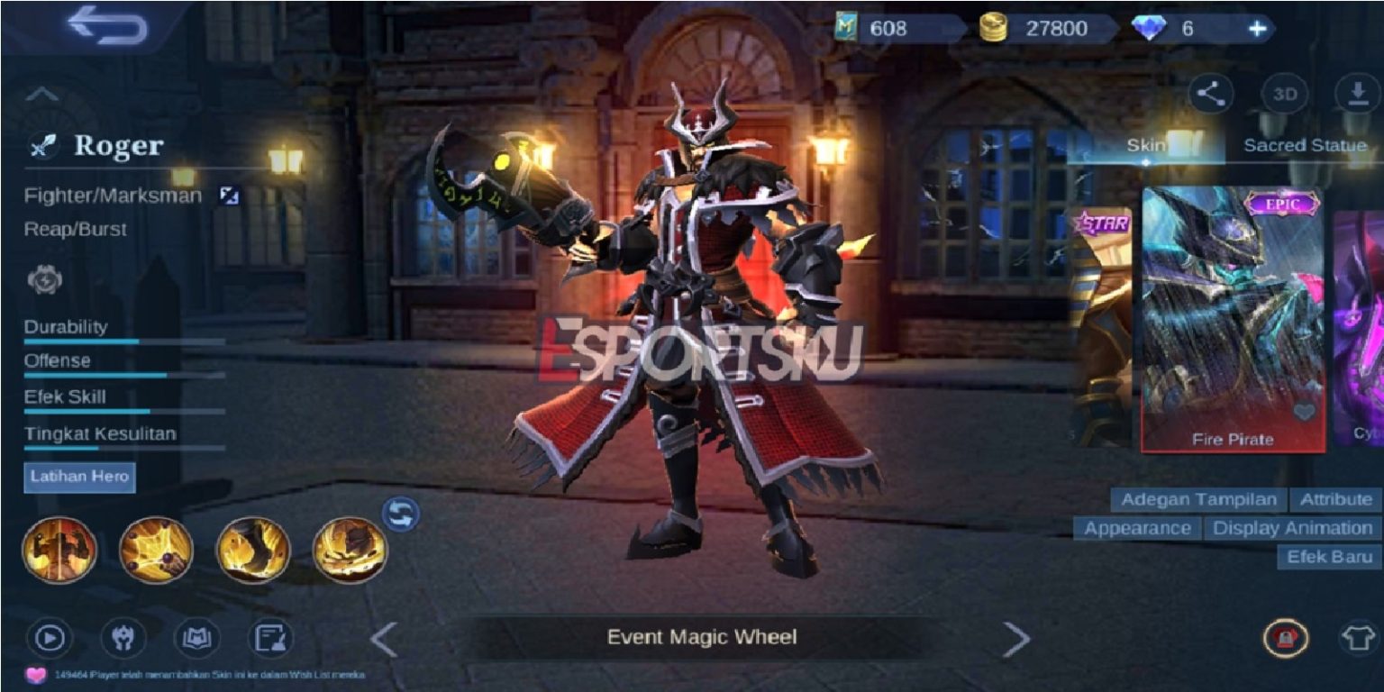 How to Get Painted Roger Fire Pirate Skin Mobile Legends (ML) - Esports