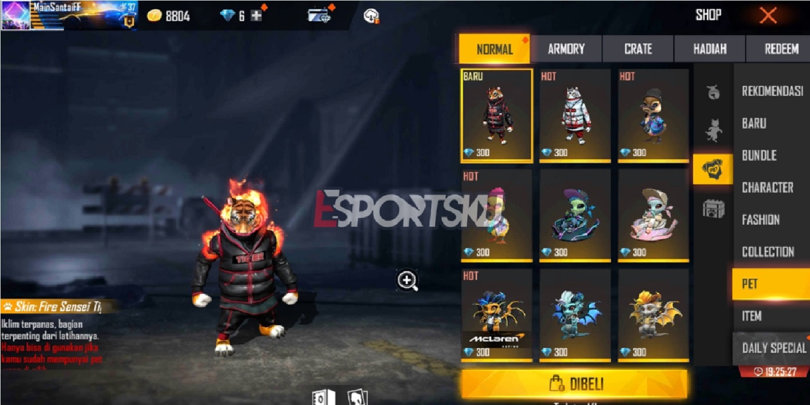 How to Get Fire Sensei Pet skin Free Fire (FF) - Esports