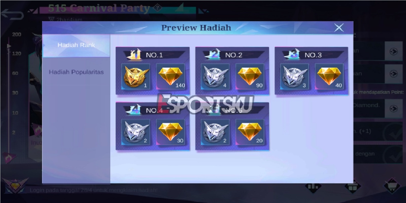 Total Diamond Yellow M-World Every Round Mobile Legends (ML) - Esports