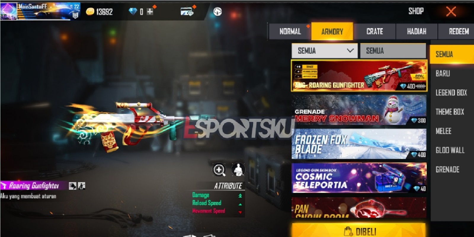 How to Get AUG Roaring Gunfighter Skin Free Fire (FF) - Esports