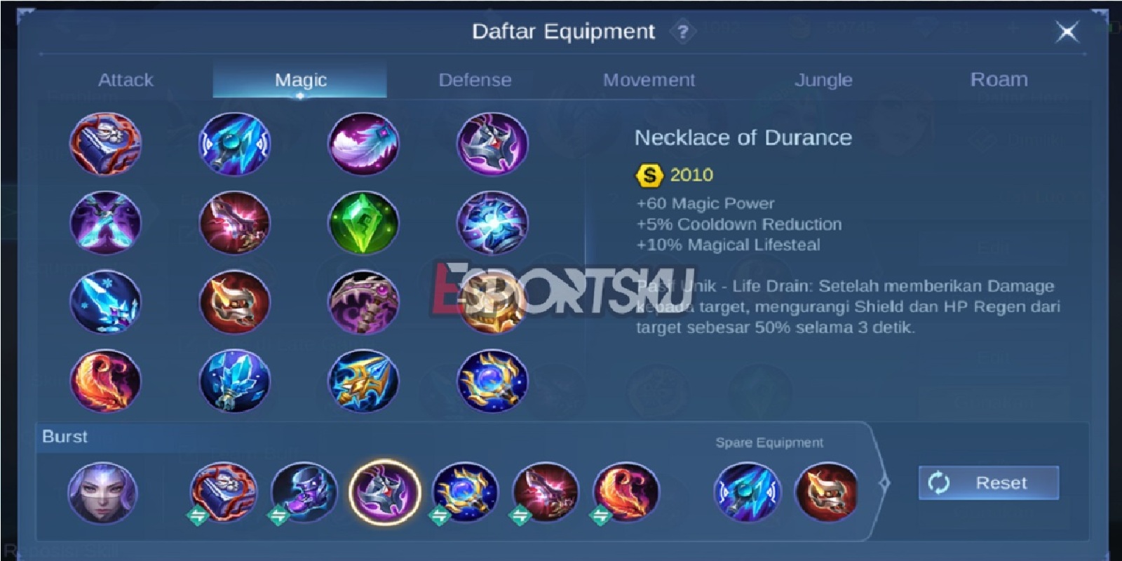 Items NOD Mobile Legends (ML) - Esports