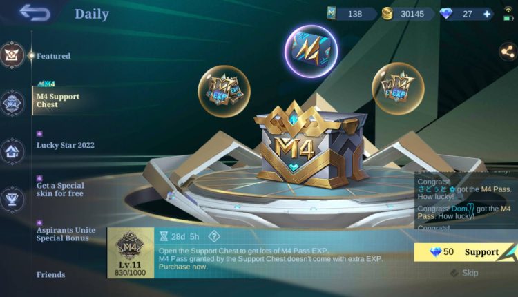 How to Get M4 Support Chest Mobile Legends (ML) - Esports