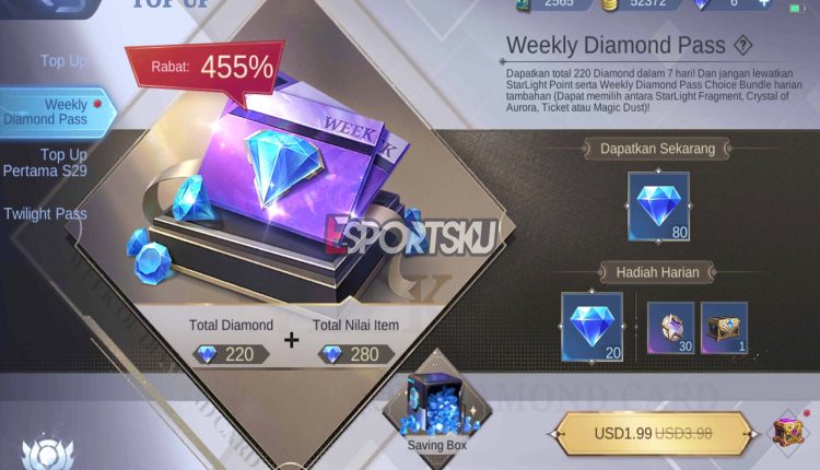 Weekly Diamond Pass Total Prize Mobile Legends (ML) - Esports